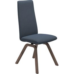 Polsterstuhl stressless "Laurel", blau (blau dinamica, walnuss), B:49cm H:105cm T:60cm, Microfaser DINAMICA (88% Polyester, 12% Polyurethan), St&uuml;hle, Polsterstuhl, High Back, Gr&ouml;&szlig;e M, mit schr&auml;ggestellten Beinen in Walnuss
