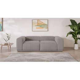 Big-Sofa s.Oliver "EMMERIK Designersofa, 3-Sitzer mit Wellenfederung, B/T/H: 242/98/73 cm", grau (taupe), B:242,5cm H:73cm T:98cm, 100% Polyester, Sofas, Big-Sofa, hoher Sitzkomfort, gem&uuml;tlich und modern, auch in Cord