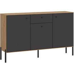 Sideboard OTTO HOME, wei&szlig;, neutral, B:135,5cm H:85,4cm T:40cm, Holzwerkstoff, MDF, Melamin, PVC, Sideboards, Sideboard, Sideboard, Breite 136 cm, mit geriffelten Fronten, auf Metallf&uuml;&szlig;en