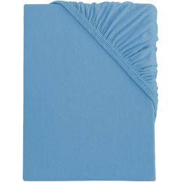 Spannbettlaken s.Oliver "TABEA, 100% Baumwolle, 145 g/m&sup2;", blau (graublau), L:200cm, Jersey, Obermaterial: 100% Baumwolle, Bettlaken, Spannbettlaken, Bettlaken f&uuml;r Matratzen bis 25 cm H&ouml;he, perfekter Sitz, b&uuml;gelfrei