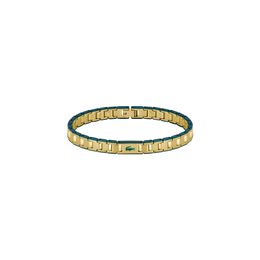 Gliederarmband Lacoste "METROPOLE EDGE", gelbgoldfarben, gr&uuml;n, Armb&auml;nder, Herren, 19cm, Edelstahl, Gliederarmband, Emaille