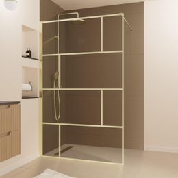 Walk-in-Dusche MARWELL "Bricks Gold", gold, B:100cm H:195cm T:120cm, Duschw&auml;nde, mit goldenen Siebdruck