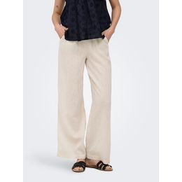 Schlupfhose Only "ONLBRUXELLES MW LIN BL TIE PANT PNT NOOS", Damen, Gr. XS, L&auml;nge 30, moonbeam, Web, Obermaterial: 80% Viskose, 20% Leinen, unifarben, lang, Hosen Schlupfhose, Sommerhose mit Leinen