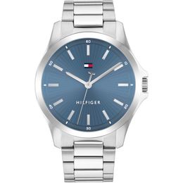 Quarzuhr Tommy Hilfiger "BRUCE", silber (silberfarben), Armbanduhren, Damen, Quarzuhr, Armbanduhr, Herrenuhr, Edelstahlarmband, analog