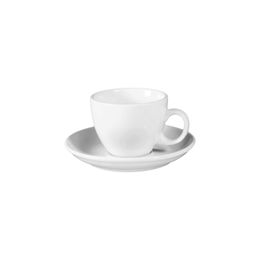 Tasse Seltmann Weiden "Cappuccinotasse mit Untertasse VIP. 220 ml wei&szlig;", wei&szlig;, B:14,7cm H:7,2cm &Oslash;:14,7cm, Porzellan, Trinkgef&auml;&szlig;e, Tasse, Sp&uuml;lmaschinenfest, Mikrowellensicher, Ofenfest