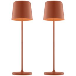 Brilliant LED Tischleuchte "Kaami - mobile LED Au&szlig;en Akku Tischlampe 2er-Set", terracotta, &Oslash; 10cm H: 37cm, 2 Stk., Leuchten, 310 lm, Touchdimmer, USB, Akku, Outdoor, Indoor, Akkuleuchte 37cm hoch, LED Tischleuchte