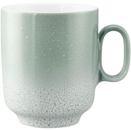 Becher Seltmann Weiden "Sento Home", gr&uuml;n, mint, wei&szlig;, gesprenkelt, B:12,1cm H:10,4cm &Oslash;:8,8cm, Porzellan, Trinkgef&auml;&szlig;e, Becher, Kaffeetasse mit Henkel, 430 ml