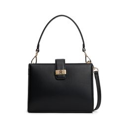 Satchel Tommy Hilfiger "TH HERITAGE MINI SATCHEL", Damen, Gr. B/H/T: 22cm x 16cm x 9cm, schwarz, Lederimitat, Taschen, Damen Umh&auml;ngetasche, Tragetasche, Schultertasche mit Logo