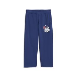 Sporthose Puma "Sporty Cats Relaxed Jogginghose Kinder", Kinder, Gr. 98, Normalgr&ouml;&szlig;en, blau jewel, Obermaterial: 68% Baumwolle, 32% Polyester. Tasche &ndash; Oben: 100% Baumwolle, bedruckt, relaxed fit, Hosen Sporthose