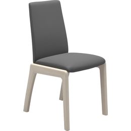Polsterstuhl stressless "Laurel", grau (grau batick, eiche gekalkt), B:57cm H:92cm T:59cm, Leder BATICK: BATICK ist ein leicht korrigiertes, durchgef&auml;rbtes und genarbtes M&ouml;belleder, bei dem die meisten Unebenheiten und Spuren in der Regel entfernt wurden., St&uuml;hle, Polsterstuhl, Low Back, Gr&ouml;&szlig;e M, mit abgerundeten Beinen in Eiche gekalkt