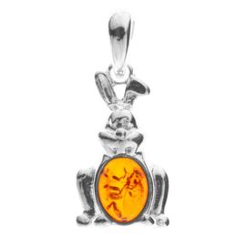 Kettenanh&auml;nger OSTSEE-SCHMUCK "OSTSEE-SCHMUCK Anh&auml;nger Hase Anh&auml;nger Hase", wei&szlig;, Schmuckanh&auml;nger, Damen, 27 x 12mm, Silber 925 (Sterlingsilber), 2,1 g, Kettenanh&auml;nger