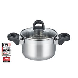 Fleischtopf ELO Basic "Turmalin", grau (edelstahlfarben), B:15cm H:8,5cm L:27cm &Oslash;:14cm, T&ouml;pfe, Fleischtopf, &Ouml;l Dosierringe, Induktion