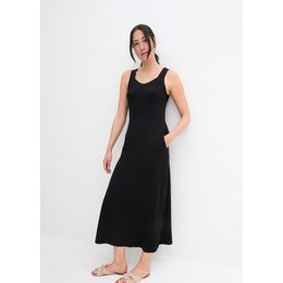 Maxikleid bonprix, Damen, Gr. 36/38 (S), N-Gr, schwarz, Obermaterial: 50% Baumwolle, 50% Viskose, l&auml;ssig geschnitten, Kleider Maxikleid, aus Jersey-Material, mit Viskose-Anteil, l&auml;ssige Passform