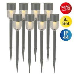 N&auml;ve LED Solarleuchte N&Auml;VE "Doha", grau, H:35,5cm &Oslash;:4,7cm, Leuchten, 8er-Set Dekoerdspie&szlig;, je H: 35,5cm, grau, LED warmwei&szlig;, Leuchtdauer 8h