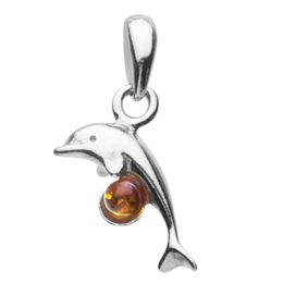 Kettenanh&auml;nger OSTSEE-SCHMUCK "OSTSEE-SCHMUCK Anh&auml;nger Delphin Anh&auml;nger Delphin", wei&szlig;, Schmuckanh&auml;nger, Damen, 25x14mm, Silber 925 (Sterlingsilber), 1,5 g, Kettenanh&auml;nger