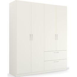 Dreht&uuml;renschrank Rauch "Kleiderschrank Schrank Garderobe Ankleide PURE BY QUADRA SPIN", wei&szlig; (alpinwei&szlig;), B:181cm H:210cm T:54cm, Holzwerkstoff, Schr&auml;nke, Dreht&uuml;renschrank, in puristischem Design mit Griffen in Alufarben MADE IN GERMANY