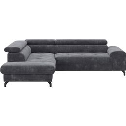 Ecksofa COTTA "Aura L-Form, B: 260 cm", schwarz (coal), B:260cm T:210cm, Sofas, Ecksofa, mit Bettfunktion, Bettkasten & Kopfteilverstellung
