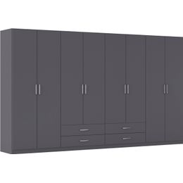 Dreht&uuml;renschrank Rauch "Kleiderschrank Garderobe GAMMA Breiten 91/136/181/226/271/315/360 cm", graumetallic, griffe chrom, B:360cm H:210cm T:54cm, Holzwerkstoff, Schr&auml;nke, Dreht&uuml;renschrank, mit Schubladen, verschiedene Griff-Varianten TOPSELLER MADE IN GERMANY