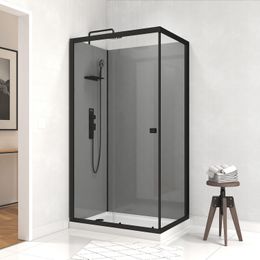 Komplettdusche MARWELL "Grey Style Rectangle", schwarz, B:110cm H:215cm T:80cm, Duschkabinen, Fertigdusche mit 5mm geh&auml;rtetem Glas