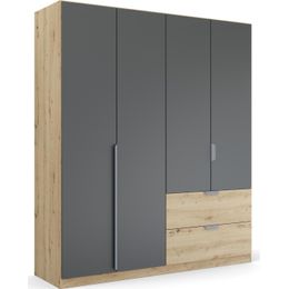 Dreht&uuml;renschrank Rauch "Kleiderschrank Schrank Garderobe Ankleide DARK&WOOD BY QUADRA SPIN", braun (eiche artisan, grau metallic), B:181cm H:210cm T:54cm, Holzwerkstoff, Schr&auml;nke, Dreht&uuml;renschrank, im Industrial Style mit Metallgriffstangen