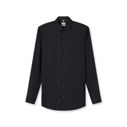 Businesshemd OLYMP "Level Five body fit", Herren, Gr. 39, N-Gr, schwarz, Web, Obermaterial: 64% Baumwolle, 27% Polyester, 9% Elasthan, Hemden