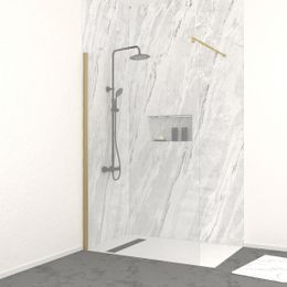 Walk-in-Dusche MARWELL "Spezia", gold, H:200cm T:120cm, Duschw&auml;nde, mit hochwertigen Aluminiumrahmen in geb&uuml;rsteter Goldoptik