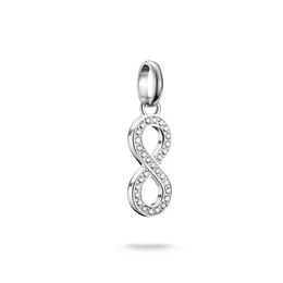 Charm-Einh&auml;nger Thomas Sabo "Charm Infinity-Zeichen Unendlichkeitsschliefe - Connect", silber (silberfarben, kristallwei&szlig;, kristallwei&szlig;), Charms, Damen, Silber 925 (recycelt), mit Zirkonia (synth.)