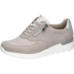Waldl&auml;ufer Schn&uuml;rschuh WALDL&Auml;UFER "K-RAMONA-Soft", Damen, Gr. 6,5, hellgrau, silberfarben, Nappaleder, Nubukleder, Textil, unifarben mit Farbeinsatz, Schuhe Schn&uuml;rschuh, Freizeitschuh, Halbschuh mit Orthotritt-Ausr&uuml;stung, K-Weite