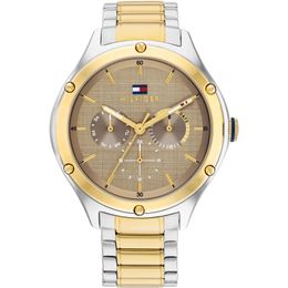 Multifunktionsuhr Tommy Hilfiger "CLASSIC", gold (silberfarben, goldfarben), Armbanduhren, Damen, Quarzuhr, Armbanduhr, Damenuhr, Herrenuhr, Datum, Edelstahlarmband