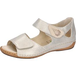 Waldl&auml;ufer Sandale WALDL&Auml;UFER "Heliett", Damen, Gr. 7 (40,5), goldfarben, beige, Textil, Veloursleder, metallic, Schuhe Sandale, Sommerschuh, Sandalette, Keilabsatz, mit Orthotritt, H-Weite