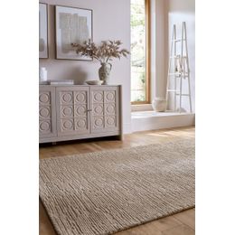 Wollteppich FLAIR RUGS "Harris Boucle", beige (natur), B:160cm H:12mm L:230cm, Wolle, Teppiche, handgefertigt