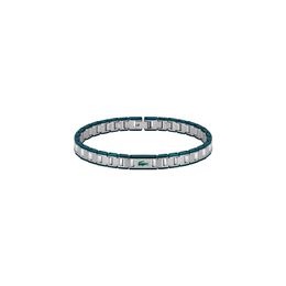 Gliederarmband Lacoste "METROPOLE EDGE", edelstahlfarben, gr&uuml;n, Armb&auml;nder, Herren, 19cm, Edelstahl, Gliederarmband, Emaille