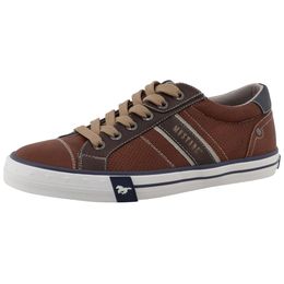 Sneaker Mustang Shoes "Calogero", Herren, Gr. 44, cognac, braun, Lederimitat, Schuhe Sneaker, Freizeitschuh, Halbschuh, Schn&uuml;rschuh mit Kontrastbes&auml;tzen