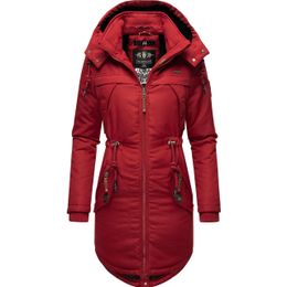 Wintermantel Marikoo "Kamii", Damen, Gr. S (36), rot (blutrot), Oberstoff: 100% Nylon. Futter: 100% Polyester. Wattierung: 100% Polyester. &Auml;rmelfutter: 100% Polyester, tailliert ca. Mitte Oberschenkel, &Auml;rmel ohne &Auml;rmelschlitz Rippstrickb&uuml;ndchen, M&auml;ntel Wintermantel, sportlicher Damen Winterparka mit abnehmb. Kapuze