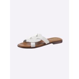Pantolette Heine, Damen, Gr. 38, wei&szlig;, Glattleder, Leder, Rindsleder, Schuhe Pantolette