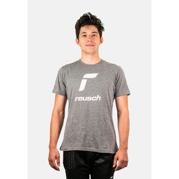 T-Shirt Reusch, Herren, Gr. M, grau (grau, wei&szlig;), 100% Baumwolle, mehrfarbig, normal, Rundhals, Shirts T-Shirt, mit angenehmem Rundhalskragen