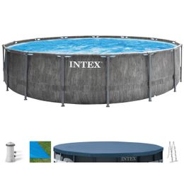 Framepool Intex "&raquo;PrismFrame&trade; Greywood&laquo;", grau, blau, H:122cm &Oslash;:457cm, Schwimmbecken, &Oslash;xH: 457x122 cm
