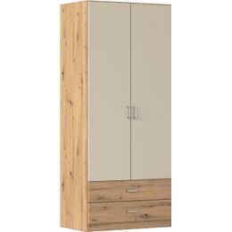 Dreht&uuml;renschrank Rauch "Kleiderschrank Garderobe GAMMA Breiten 91/136/181/226/271/315/360 cm", eiche artisan, beige (champagner), griffe alu, B:91cm H:210cm T:54cm, Holzwerkstoff, Schr&auml;nke, Dreht&uuml;renschrank, mit Schubladen, verschiedene Griff-Varianten TOPSELLER MADE IN GERMANY