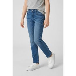 Skinny-fit-Jeans s.Oliver JUNIOR, M&auml;dchen, Gr. 140, N-Gr, blau, Denim/Jeans, Obermaterial: 80% Baumwolle, 18% Polyester, 2% Elasthan, skinny fit kn&ouml;chellang, Jeans, im Five-Pocket Style