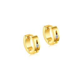 Paar Creolen Firetti "Schmuck Geschenk Glamour, klassisch", gold (gelbgoldfarben, wei&szlig;, kristallwei&szlig;), Ohrringe, Damen, 13,5mm, Edelstahl, mit Zirkonia (synth.)