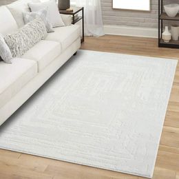 Teppich Carpet City "FLAIR171", beige (creme), B:120cm H:11mm L:170cm, Obermaterial: 50% Polyester, 50% Polypropylen, Teppiche, Teppich, Kurzflor-Teppich, Skandi-Stil, Wohnzimmer