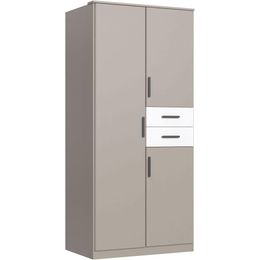 Dreht&uuml;renschrank wimex "Bahamas, Kleiderschrank in den Breiten 90cm oder 135cm erh&auml;ltlich", saharagrau, abgesetzt wei&szlig;, B:90cm H:198cm T:58cm, Holzwerkstoff, Schr&auml;nke, Dreht&uuml;renschrank, mit zwei farblich abgesetzten Schubladen