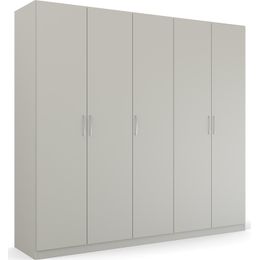 Dreht&uuml;renschrank Rauch "Kleiderschrank Schrank Garderobe Ankleide PURE BY QUADRA SPIN", grau (seidengrau), B:226cm H:210cm T:54cm, Holzwerkstoff, Schr&auml;nke, Dreht&uuml;renschrank, mit Spiegel, in puristischem Design, Griffe alufarben MADE IN GERMANY