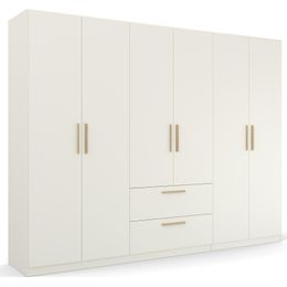 Kleiderschrank Rauch "Dreht&uuml;renschrank Schrank Garderobe Ankleide SKANDI BY QUADRA SPIN", wei&szlig; (alpinwei&szlig;), B:271cm H:210cm T:54cm, Holzwerkstoff, Schr&auml;nke, Kleiderschrank, im Landhaus-Stil mit Massivholzgriffen aus Wildeiche, mit Schubladen