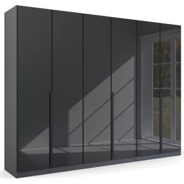 Dreht&uuml;renschrank Rauch "Kleiderschrank Schrank Garderobe Ankleide MODERN BY QUADRA SPIN", grau (graumetallic, glas basalt), B:271cm H:210cm T:54cm, Holzwerkstoff, Schr&auml;nke, Dreht&uuml;renschrank, mit hochwertiger Glasfront und Stangengriff MADE IN GERMANY