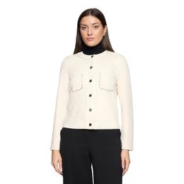 Jackenblazer Betty Barclay "Damen mit Kn&ouml;pfen", Damen, Gr. 48, grau beige, Samt, Obermaterial: 92% Polyester, 8% Elasthan, gerade normal, Rundhals, Blazer