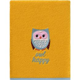 Handtuch Egeria "OWL", gelb, B:50cm L:90cm, Frottier, Baumwolle, Handt&uuml;cher, mit Eulen Applikation