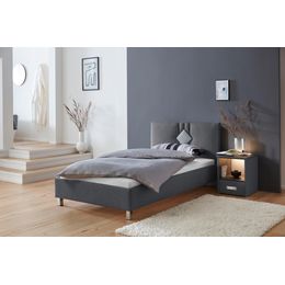 Polsterbett, schwarz (charcoal), B:130cm H:98cm L:210cm, Bezug Bett: 100% Polyester;Bonnell-Federkernmatratze: 51% Polypropylen, 39% Polyester, 10% Baumwolle;Kaltschaummatratze: 100% Polyester, Bezug abnehm- und waschbar bis 60C, Westfalia Schlafkomfort, Betten, Polsterbett