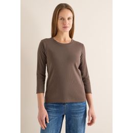 3/4-Arm-Shirt Cecil, Damen, Gr. L (42), urban taupe, Web, 95% Baumwolle, 5% Elasthan, unifarben, comfort fit normal, Rundhals, normaler Saum, Shirts 3/4-Arm-Shirt, mit 3/4 &Auml;rmeln