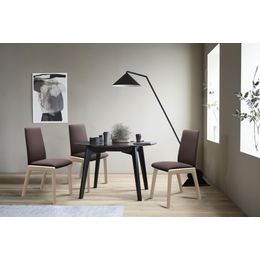 Polsterstuhl stressless "Laurel", braun (chocolate paloma, schwarz), B:57cm H:92cm T:59cm, Leder PALOMA: PALOMA ist ein durchgef&auml;rbtes Semianilin-M&ouml;belleder mit nat&uuml;rlicher Narbung., St&uuml;hle, Polsterstuhl, Low Back, Gr&ouml;&szlig;e L, mit abgerundeten Beinen in Schwarz